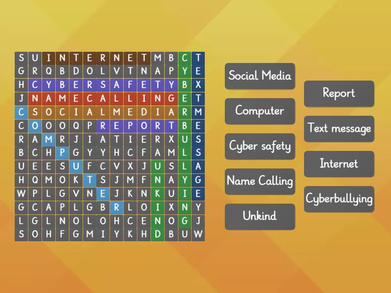 Cyberbullying - Wordsearch