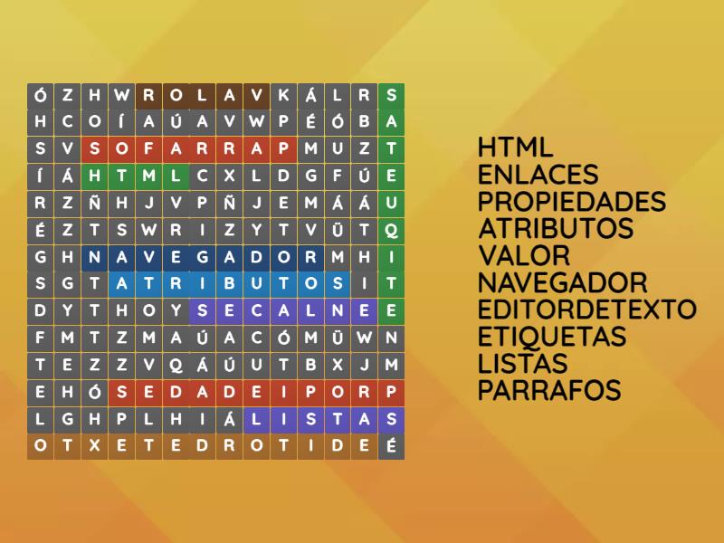 ENCONTRA PALABRAS RELACIONADAS AL LENGUAJE HTML - Sopa de letras