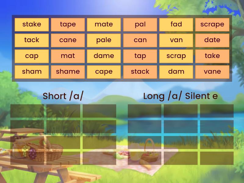 Short /a/ and Long /a/ Silent E - Group sort
