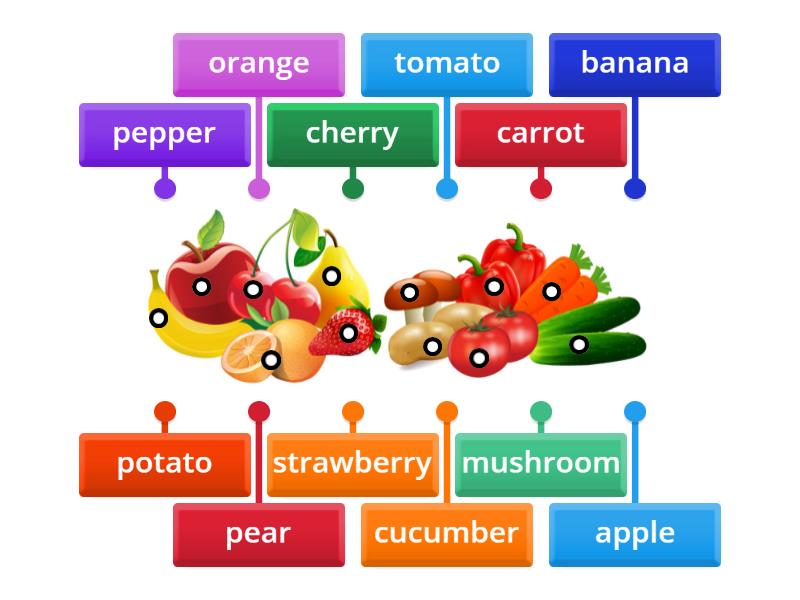Fruits and Vegetables. - Labelled diagram