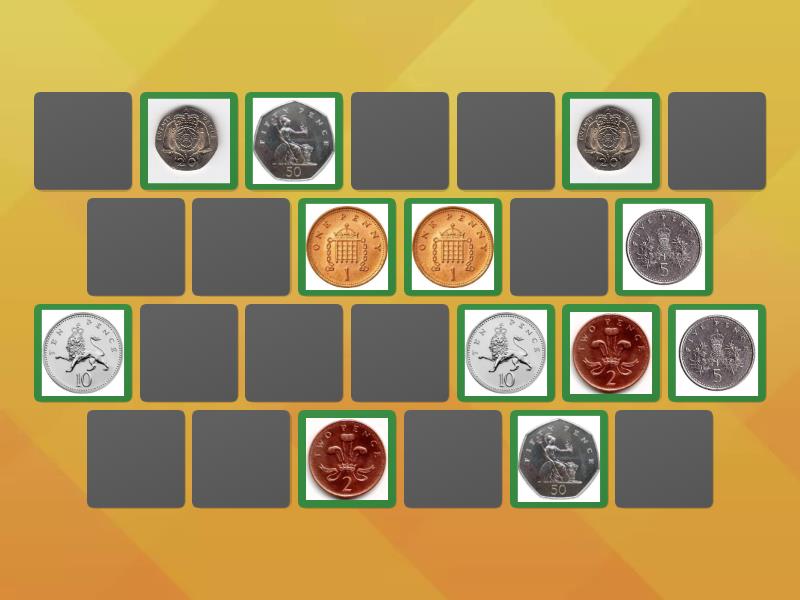 Find the matching coins - Matching pairs