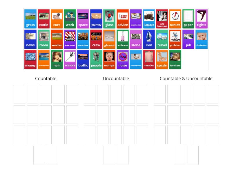 Countable and Uncountable Nouns - Group sort