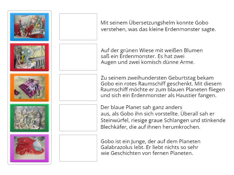 Welcher Text passt zu dem Bild? - Match up