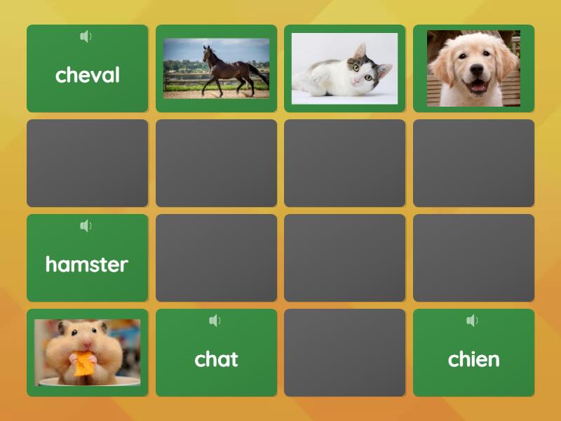 Preschool - les animaux - Matching pairs