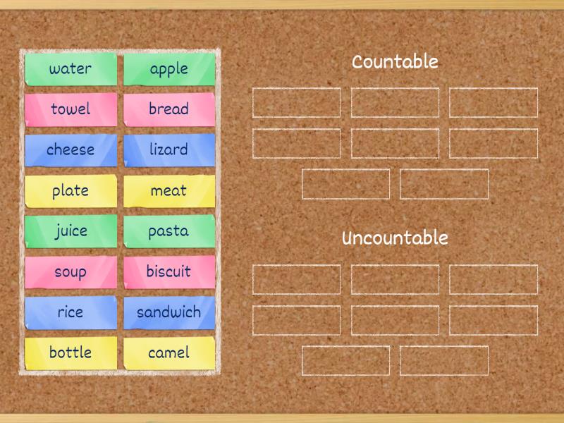 AS3. Unit 4. Countable/Uncountable - Ordenar por grupo