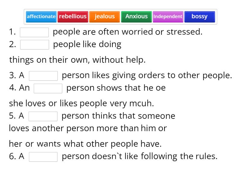 Character - Complete the sentence