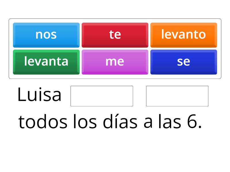 8 Verbos reflexivos: Completar con verbos y pronombres me, se, te, nos ...