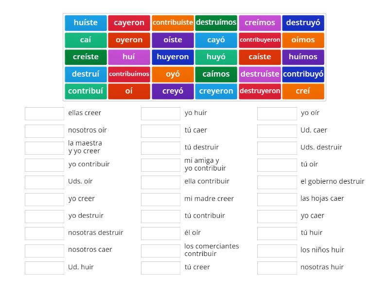 Spelling change i-> y in the Preterite - Match up