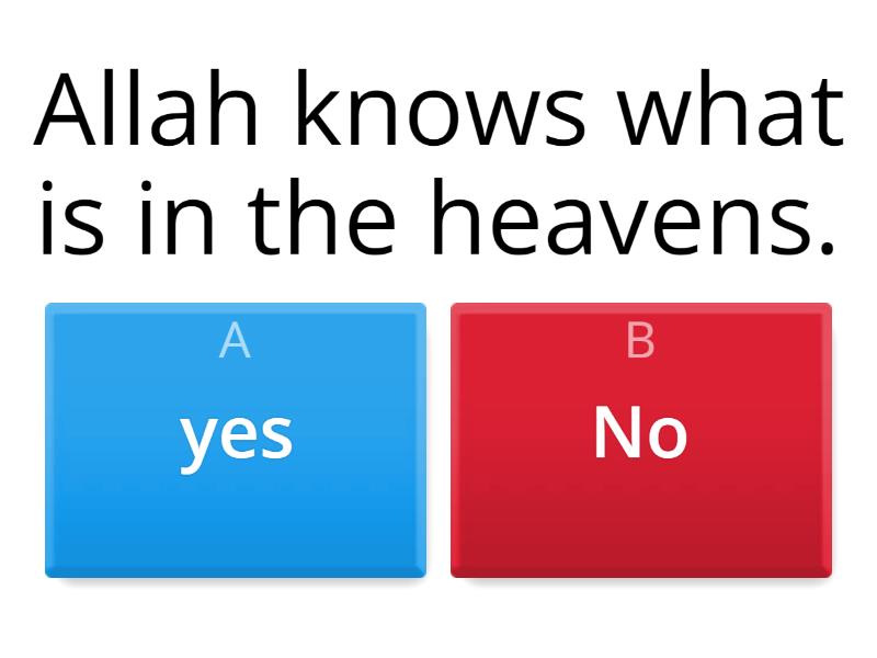 Allah All knowing , All seeing - Quiz