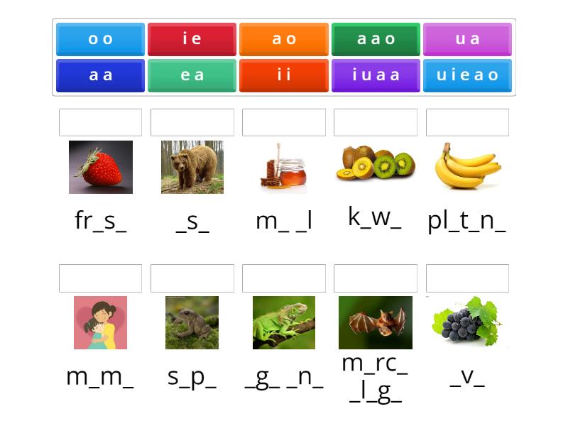 Encuentra las vocales que faltan - Match up
