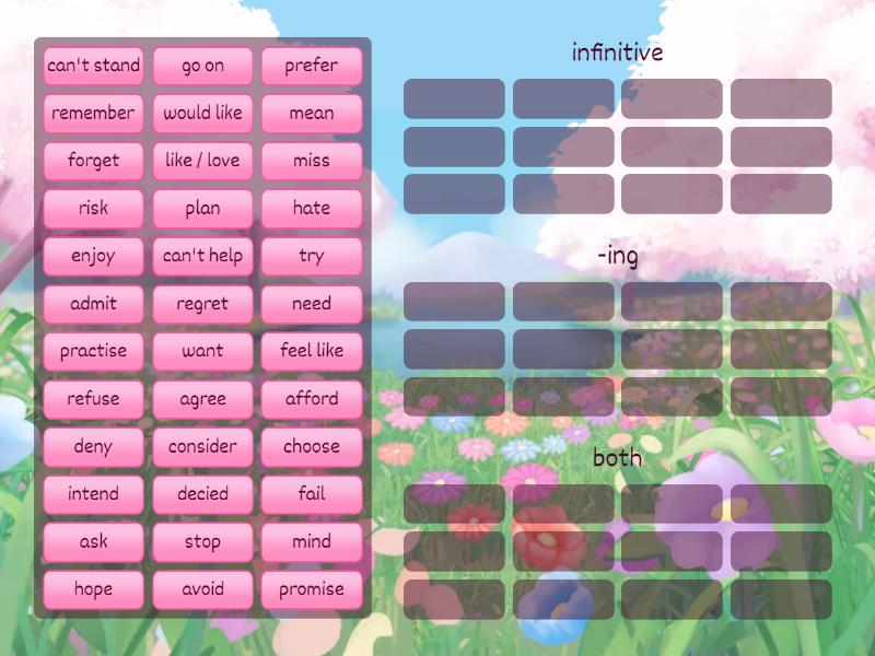 Gerund or Infinitive - B2 - Group sort