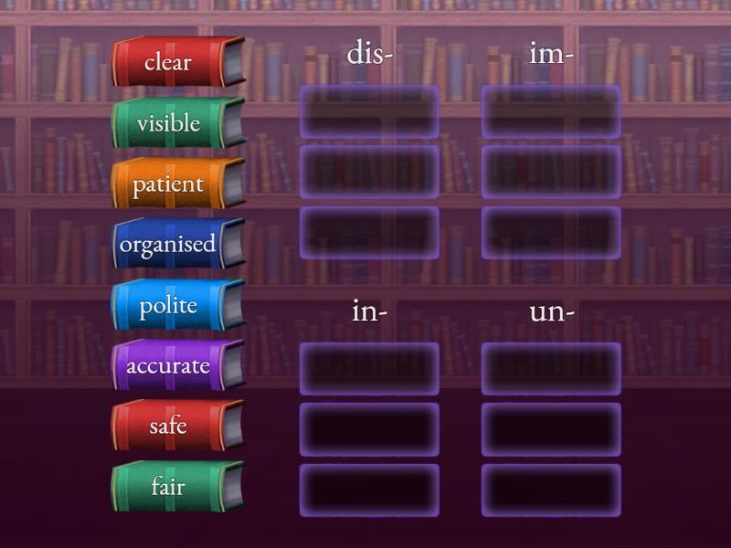 Prepare B2 level 6 - Unit 19 Negative prefixes - Group sort
