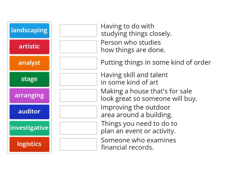 Job Skills vocabulary 4-6 - Match up