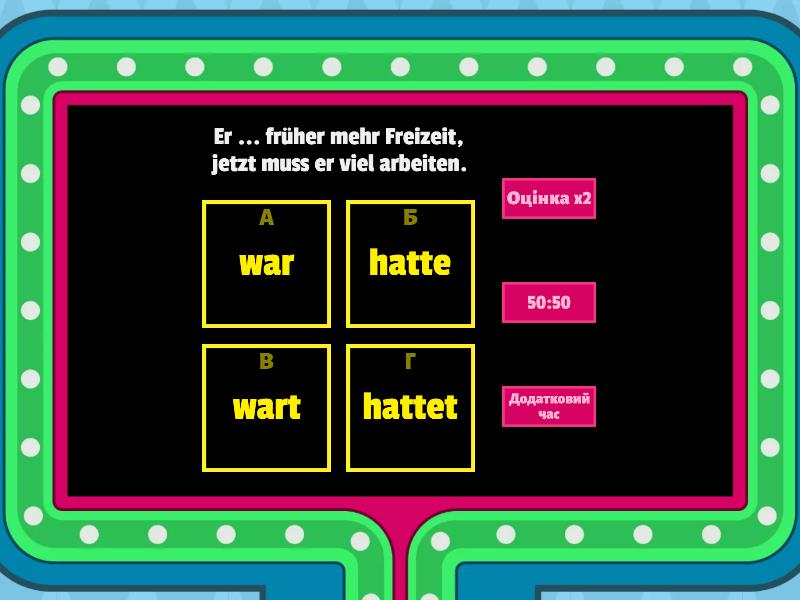 hatte / war - Gameshow quiz