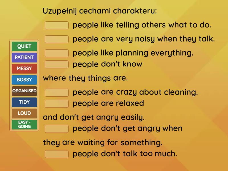 ECA2 - U1 - personality adjectives - definitions to complete - Complete ...