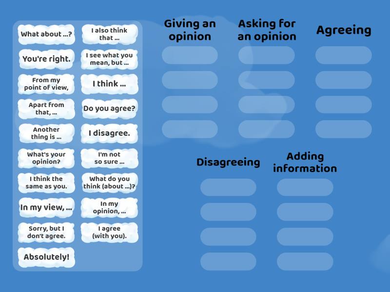 B1 Speaking part 3 - Group sort