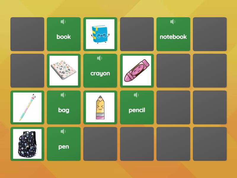 School things (memory) - Matching pairs