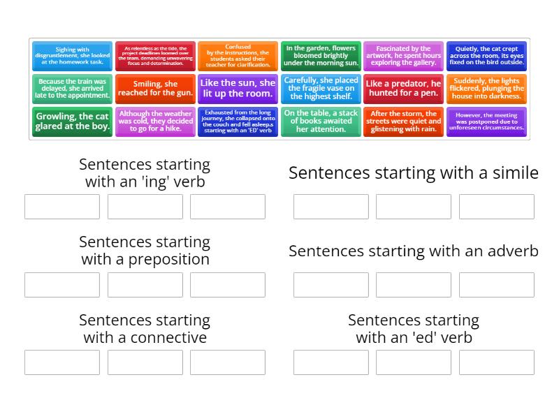 ISPACE sentences for fluid writing - Group sort