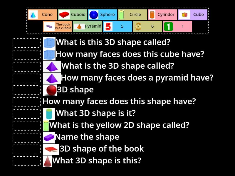 SUN 1 CLASS- 3D shapes - Match up