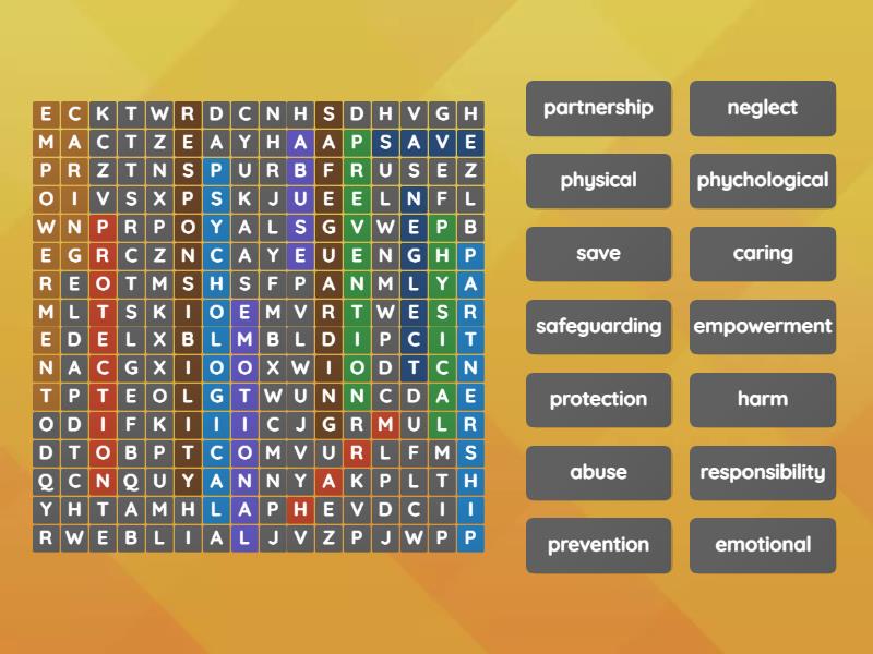 safeguarding - Wordsearch