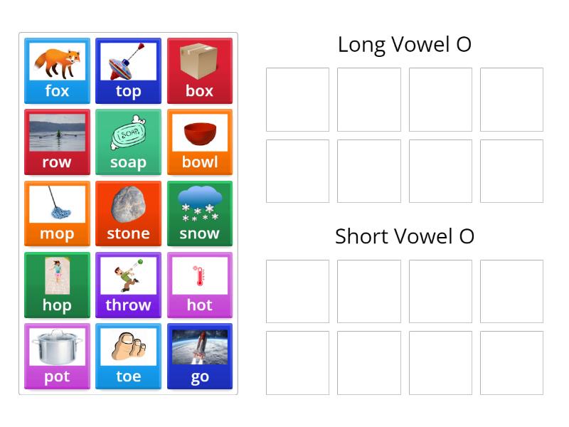 Phonics: Long Vowel O & Short Vowel O - Group sort
