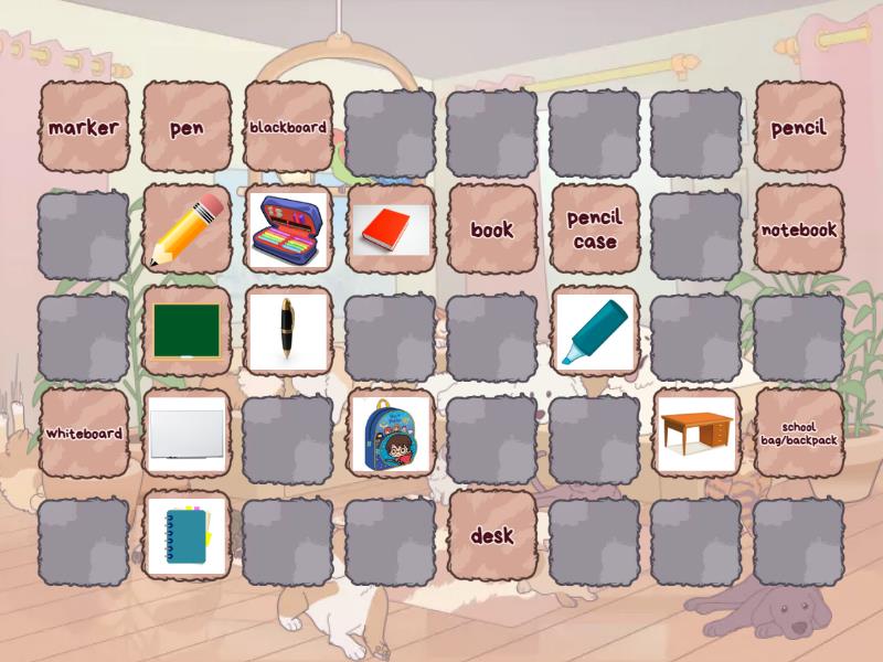Make A Match: Things At School - Matching pairs
