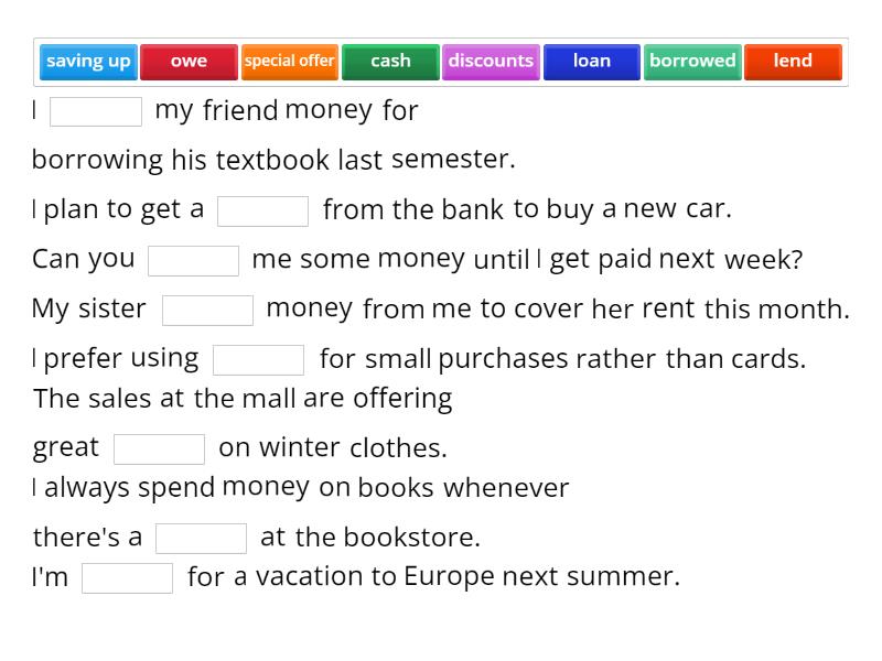 Empower B1 3B Money Vocab - Complete the sentence