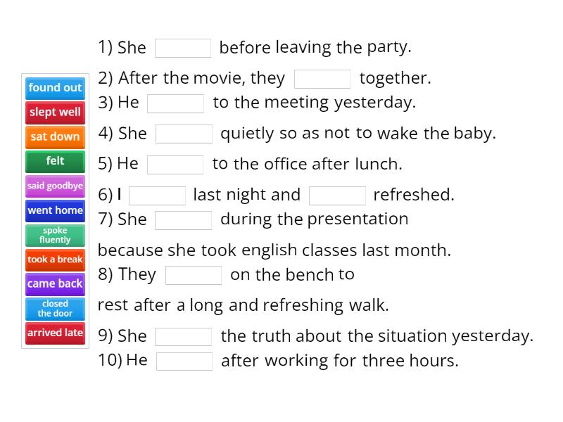 Irregular verbs - Complete the sentence