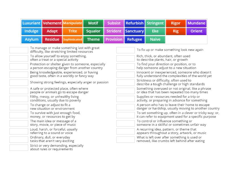 Wordmasters Unit 1 2024-2025 - Match up