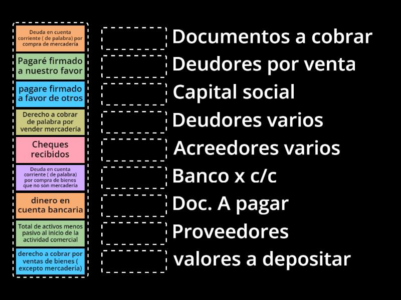 CUENTAS CONTABLES (definiciones) - Match up