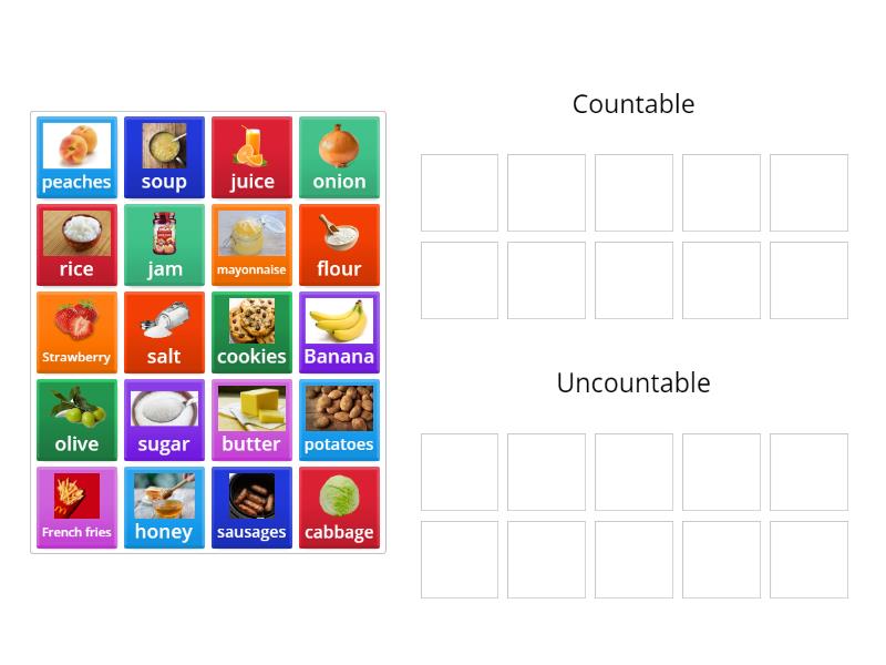 Countable and uncountable nouns - Group sort