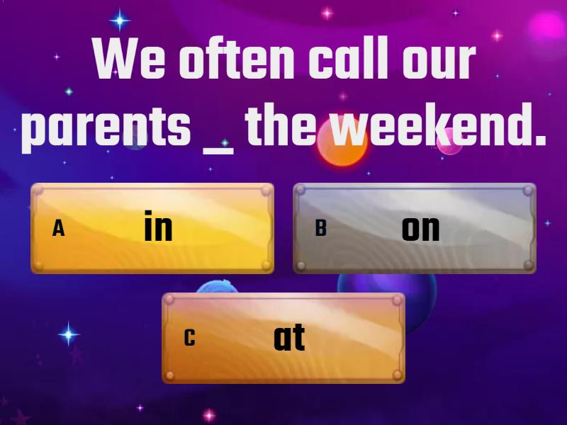 Prepositions of time - Quiz