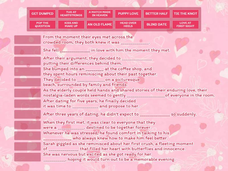 Love Idioms - Match up