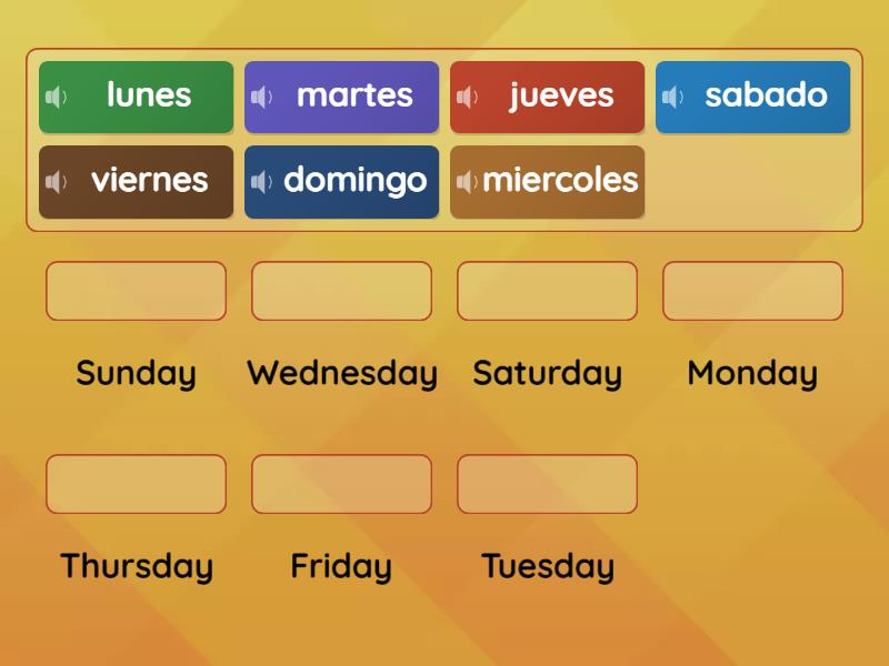 Spanish Days of the week - Match up