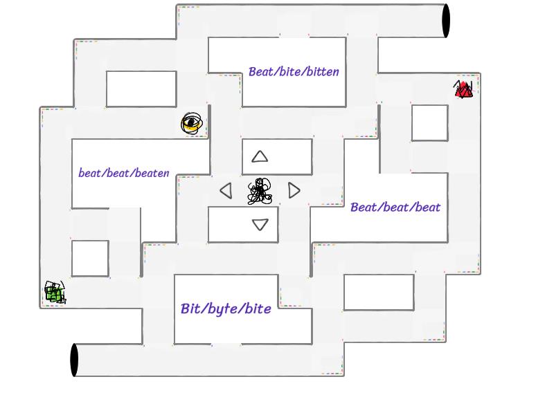Irregular verbs. Pacman - Maze chase