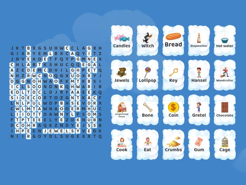 Word search - Hansel and Gretel - MEIE - Wordsearch