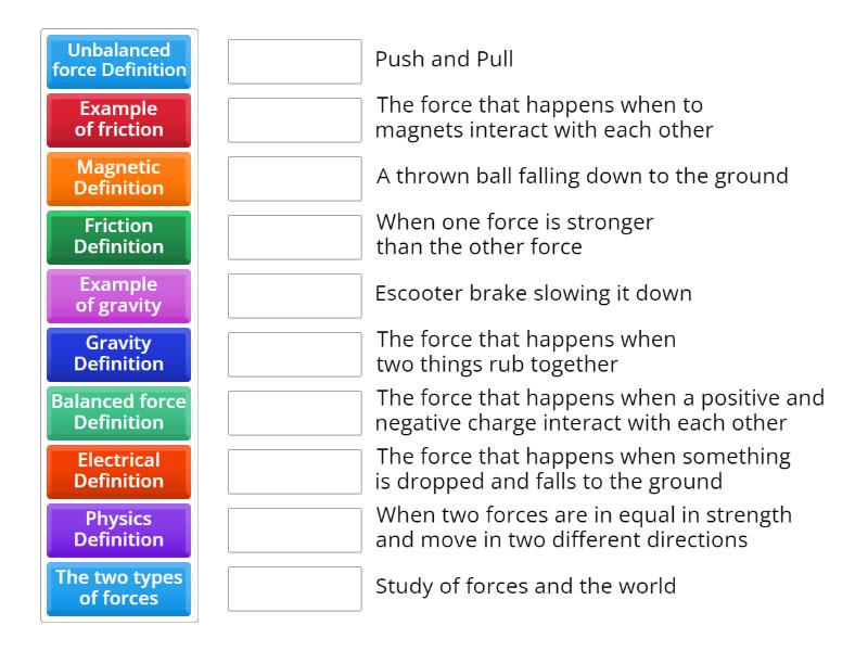 Physics Wordwall - Match up