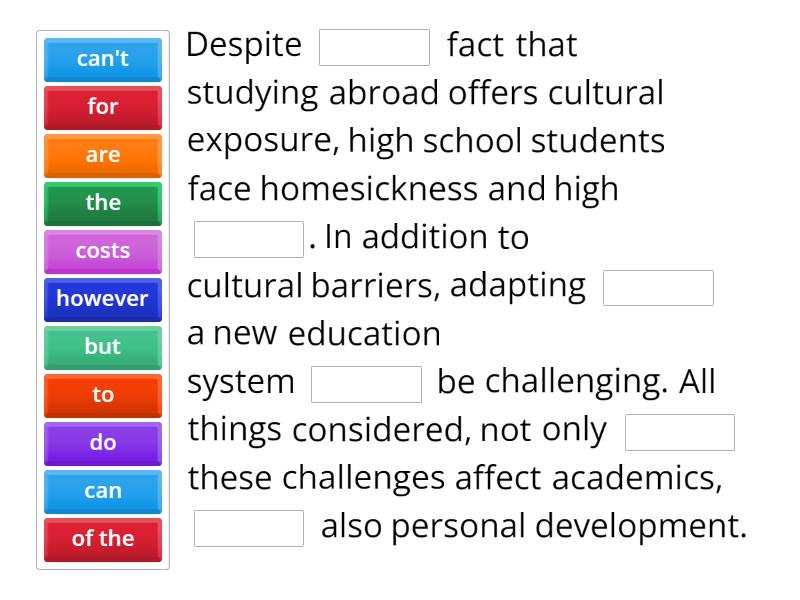 Pros and Cons of Studying Abroad - Complete the sentence