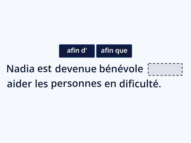 L'expression de but - Completar la frase