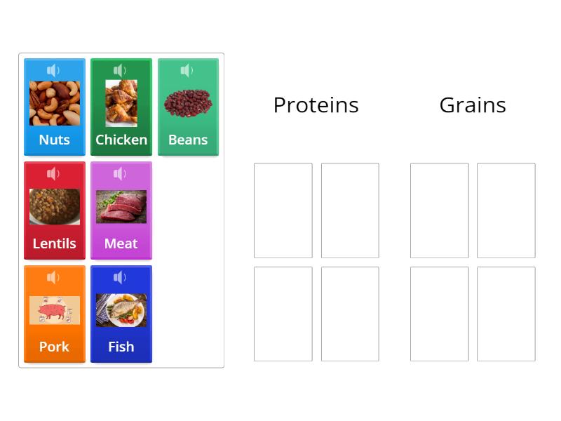 proteins and grains - Group sort