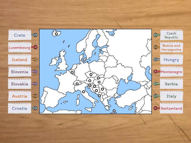 Europe Map Practice 31-44 - Labelled diagram