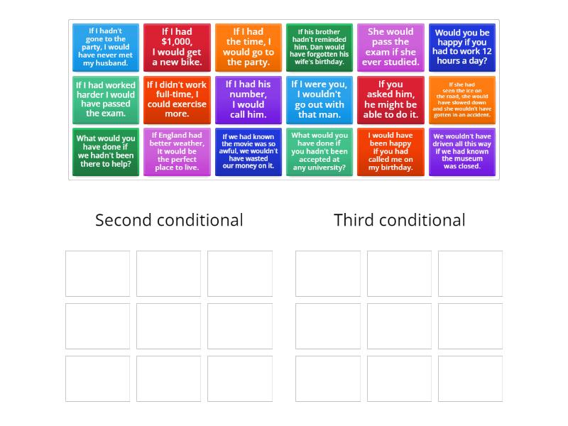 EF B2 unit 5A Second or third conditional - Group sort
