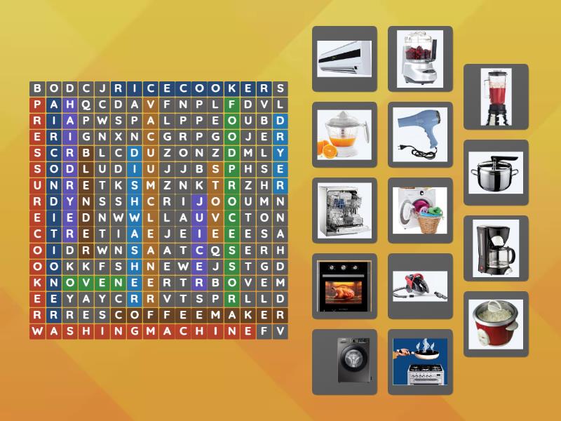 HOUSEHOLD APPLIANCES AND DEVICES - Wordsearch