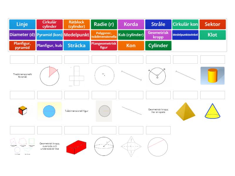 Geometriska kroppar och planfigurer - Połącz w pary