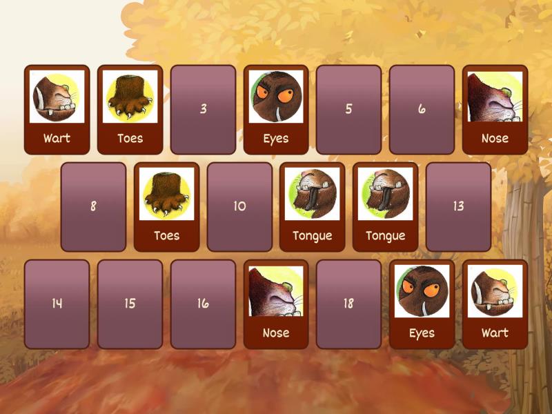 Memory game - The Gruffalo - part 1 - MEIE - Matching pairs