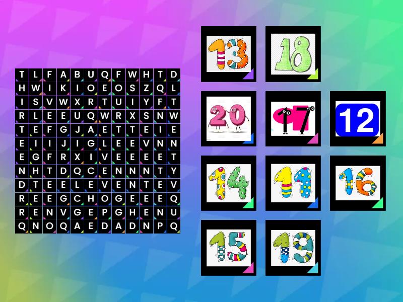numbers 11-20 - Wordsearch