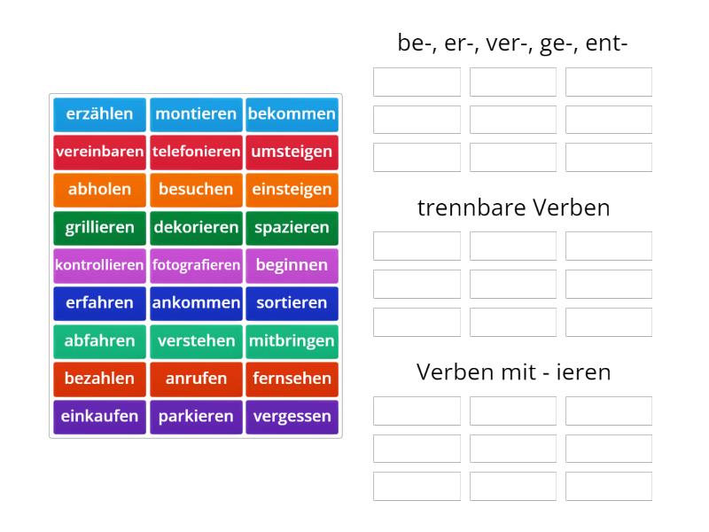 trennbar oder nicht trennbar oder -ieren? - Group sort