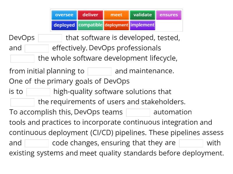 DevOps (vocabulary activity) - Complete the sentence
