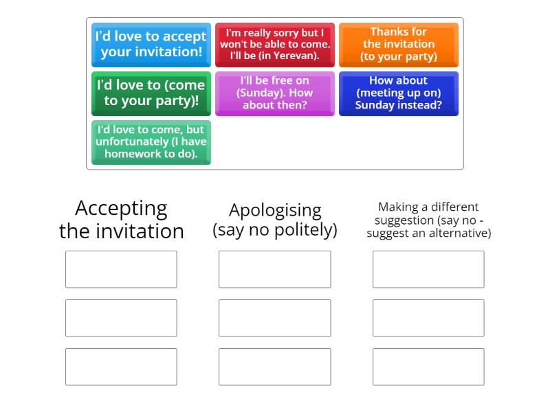 Responding to an invitation - Group sort