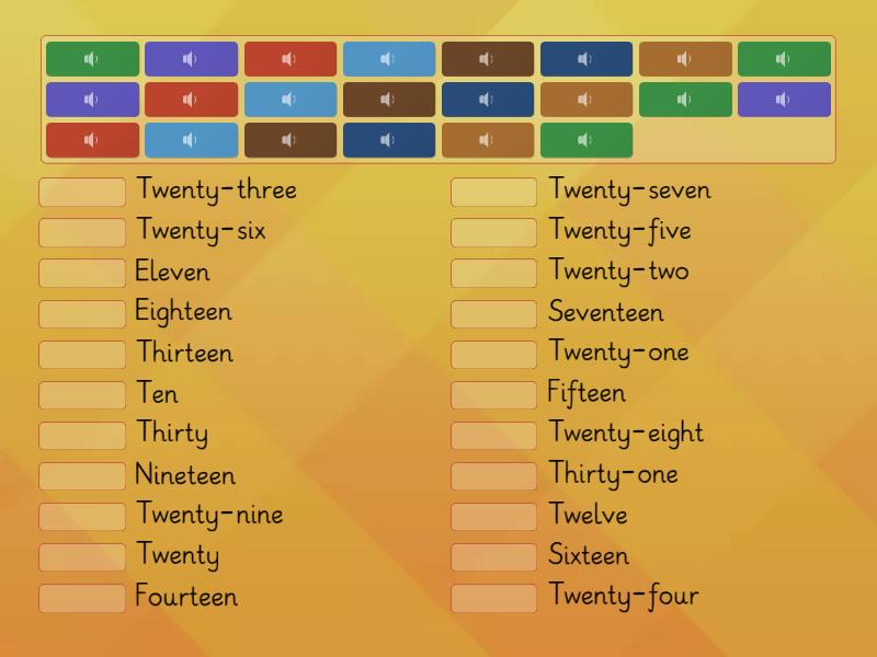 Cardinal Numbers - Match up